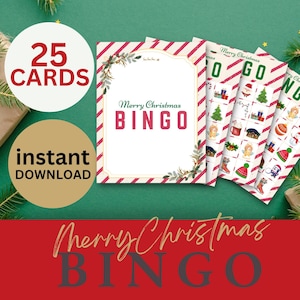 Christmas Bingo Cards Instant Download, Christmas Family Games ...