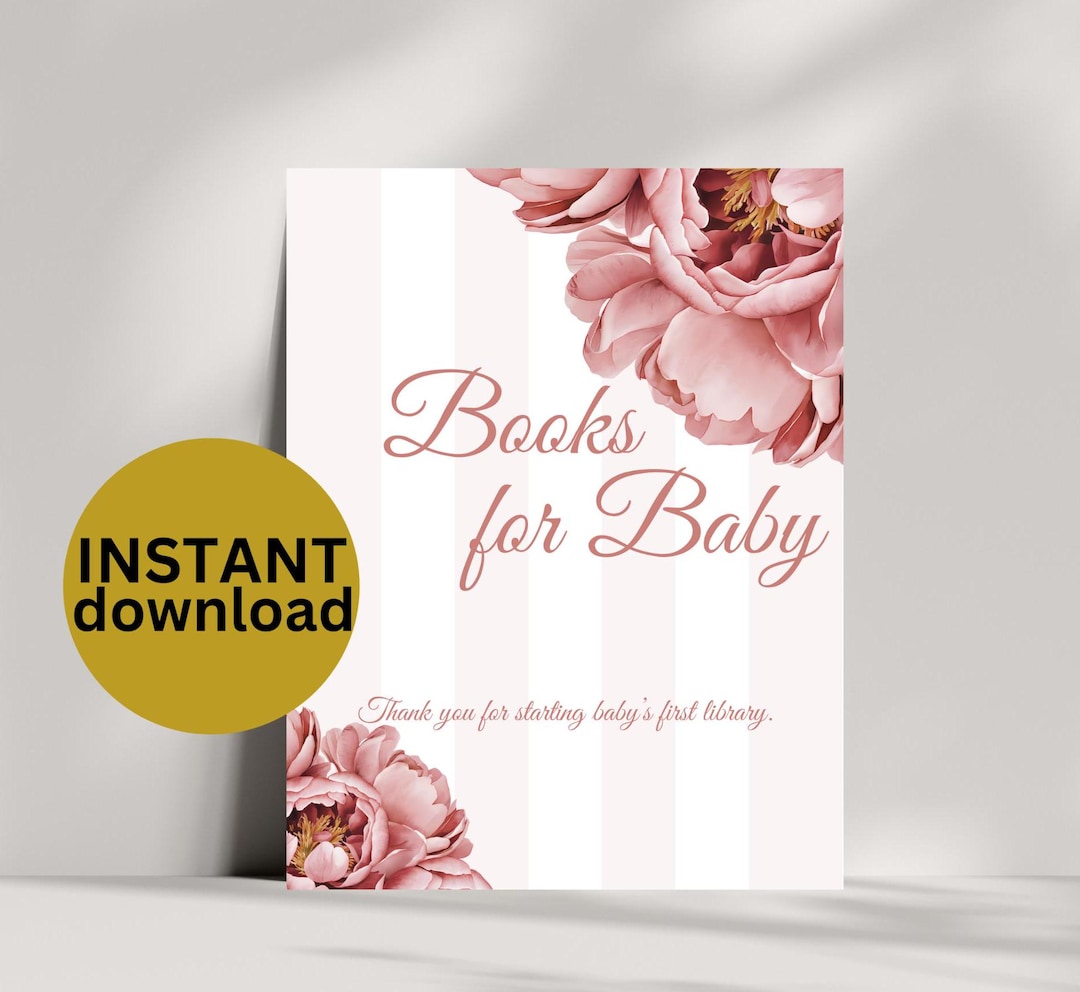 Pink Floral Baby Sign Book Printable Floral Guest Book for Baby Shower ...