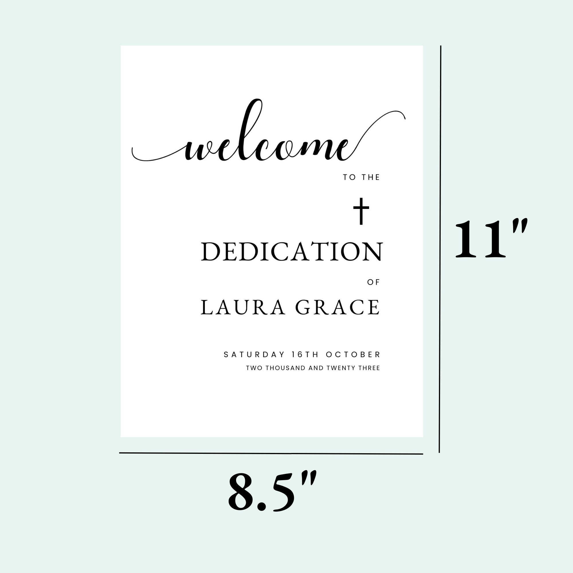 Minimalist Dedication Welcome Sign, Modern Dedication Sign, Boys ...