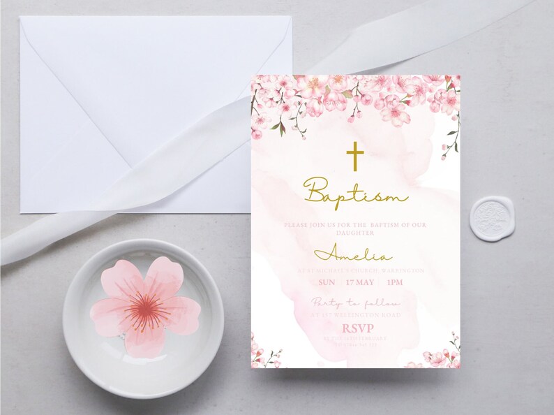 Girls Baptism Welcome Sign, Welcome to the Baptism Sign, Cherry Blossom ...