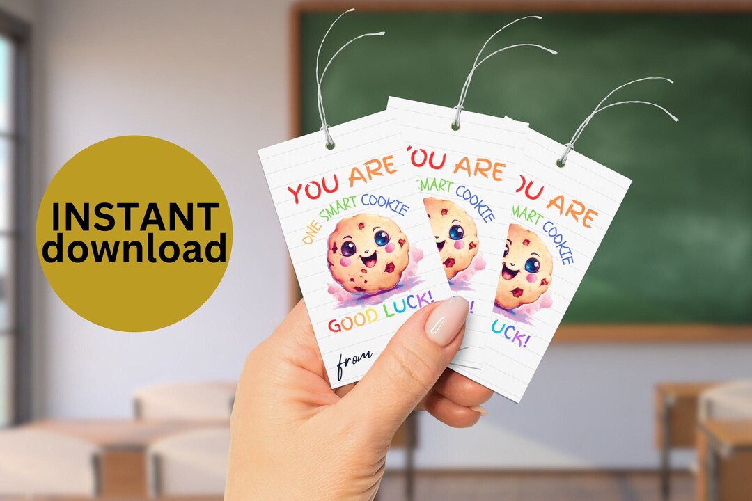 Test Day Snack Tag One Smart Cookie Test Tag Good Luck Tag Testing Day ...
