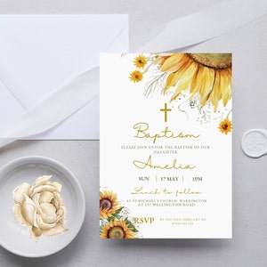 Sunflower Baptism Editable Bundle, Yellow Floral Baptism Bundle, Lds ...