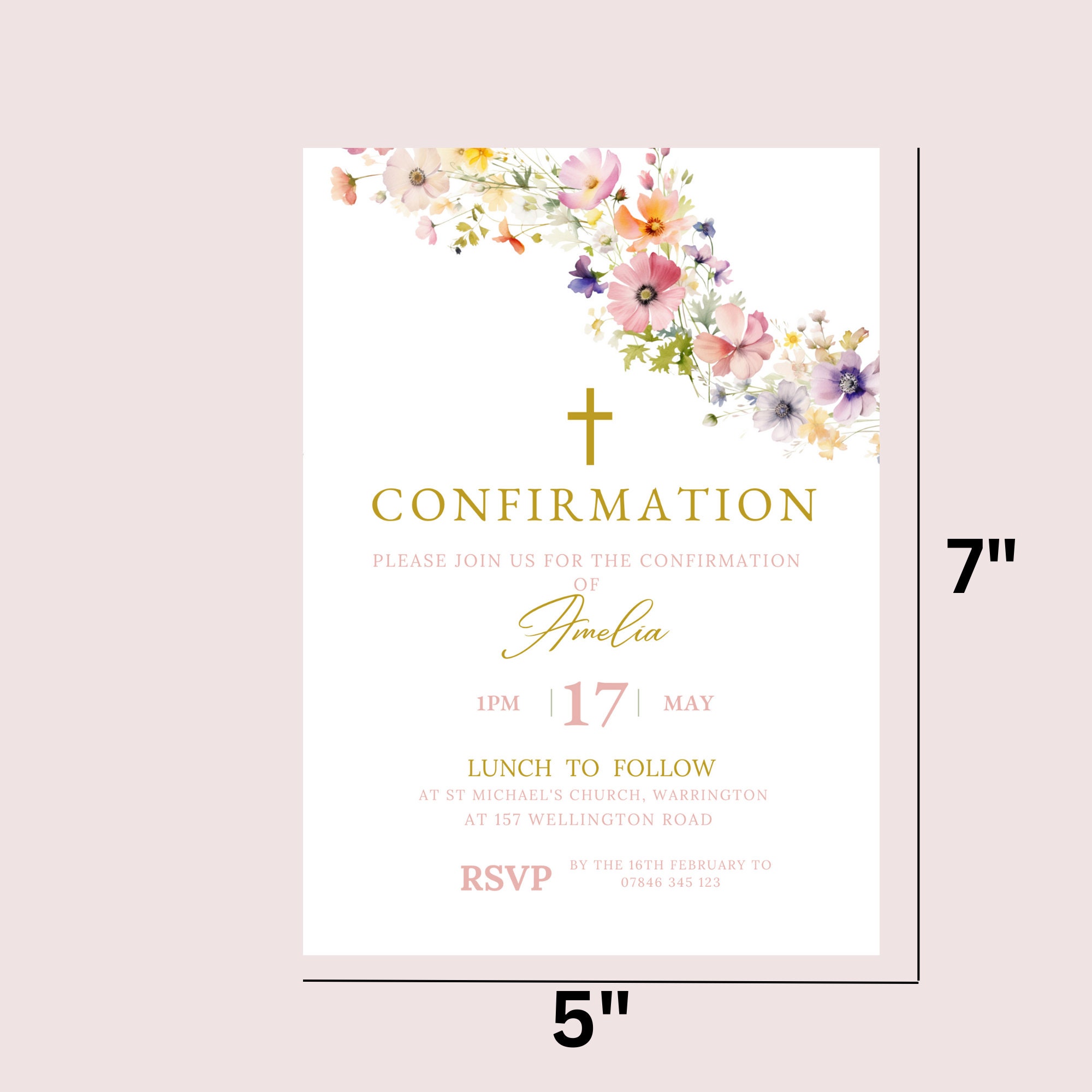 Girls Confirmation Invitation Rustic, 100% Editable Confirmation ...