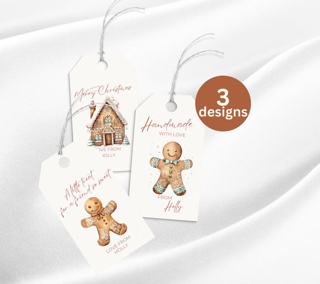 Printable Gift Tag Gingerbread Man, Home Made Tag, Christmas Gift Tag ...