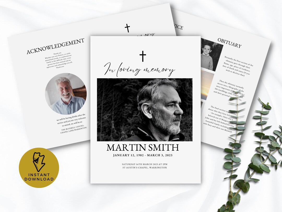 Canva Funeral Program Template Minimalist Funeral Program Template ...