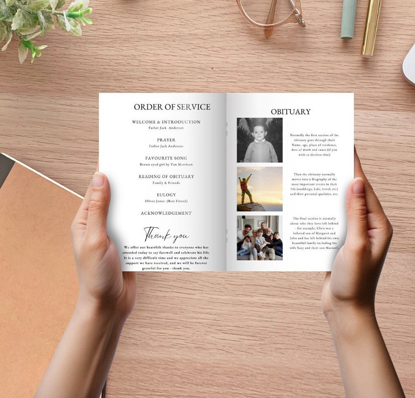 Minimalist Funeral Program Template Simple Funeral Memorial Program ...