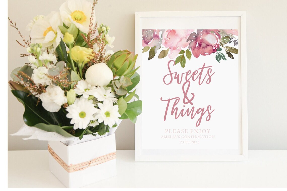 Blush Pink Sweets and Things Sign 8x10 Canva Template Printable DIY ...