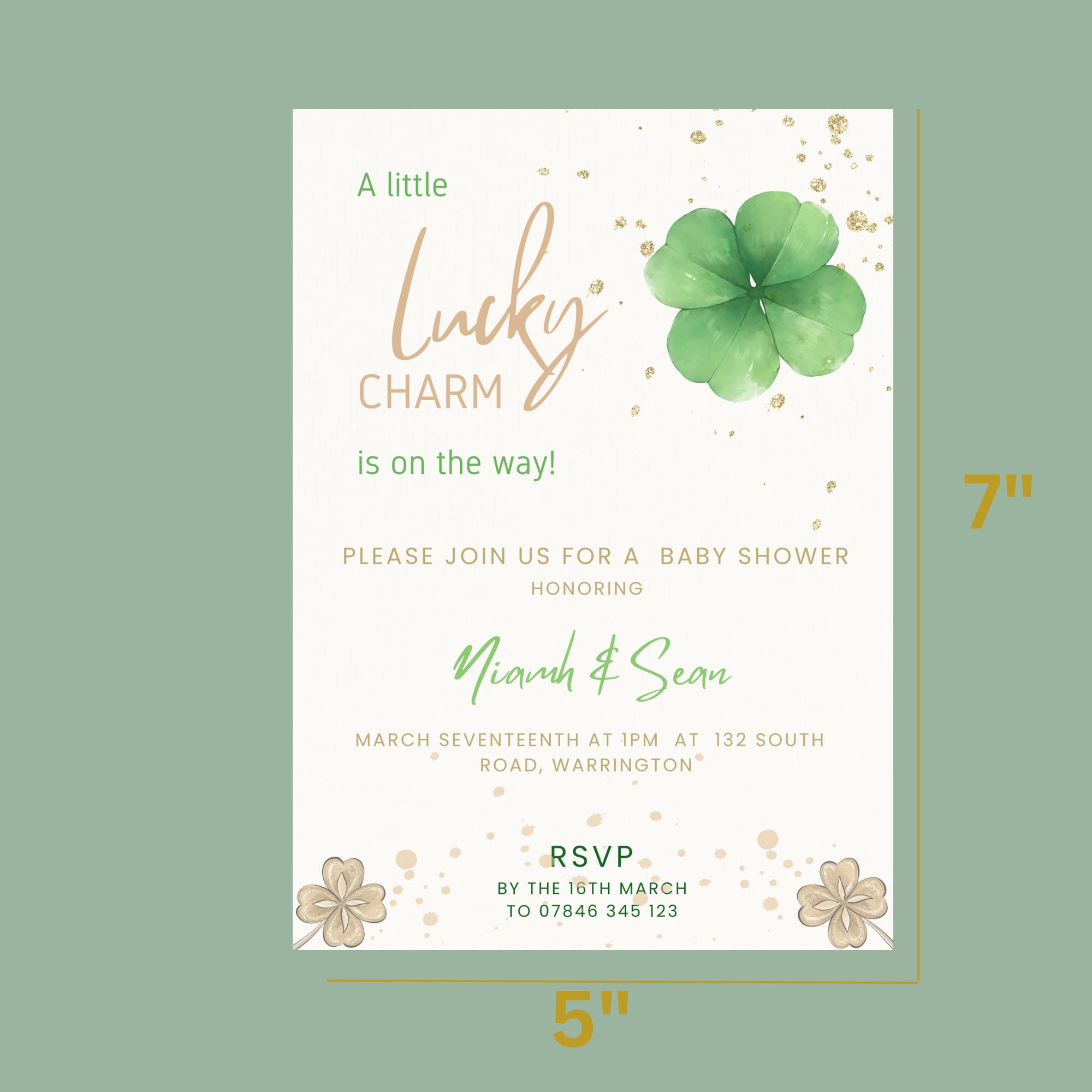 Gender Neutral Baby Shower Editable A Little Lucky Charm Baby Shower ...
