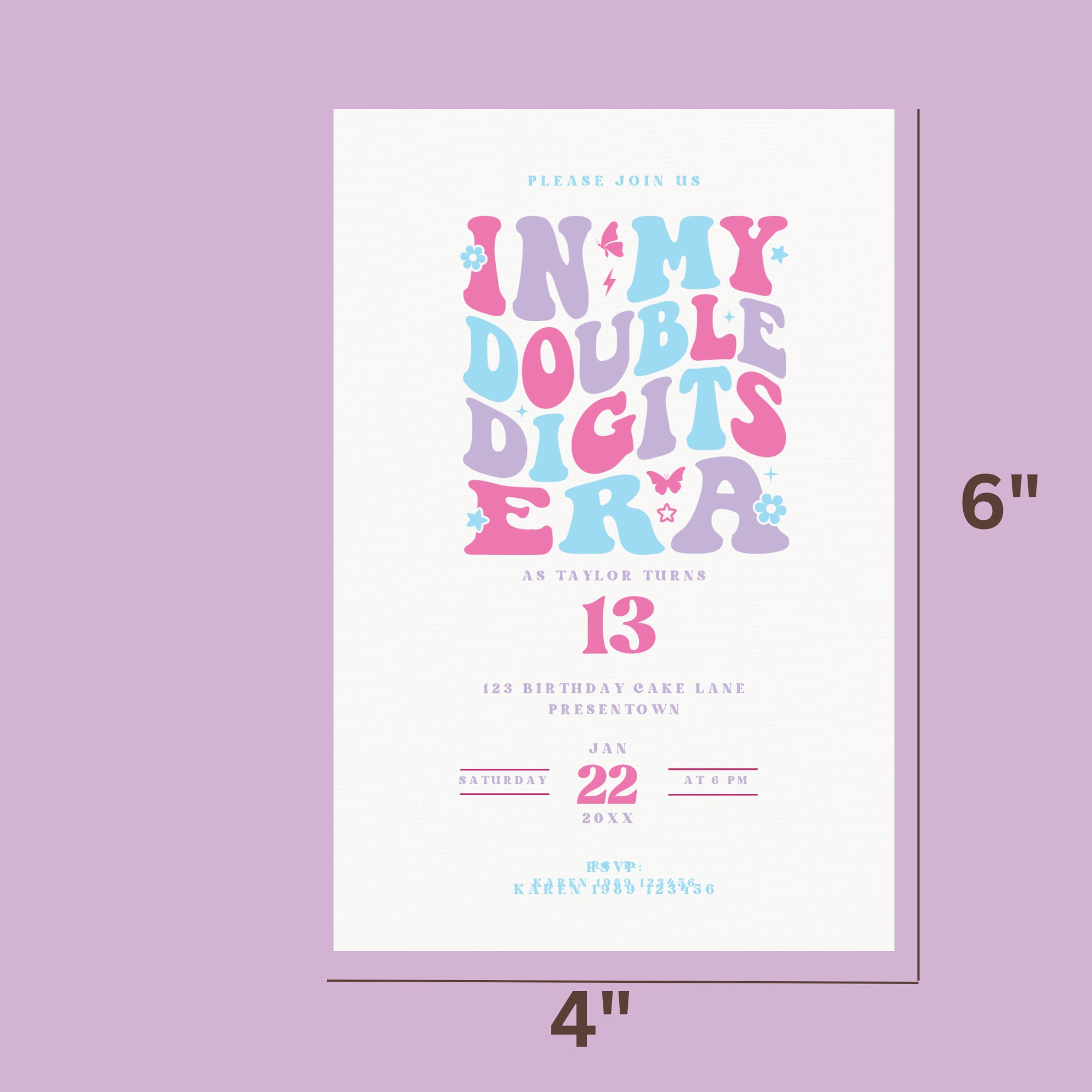 In My Double Digits Era Invitation Editable in My Double Digit Era ...