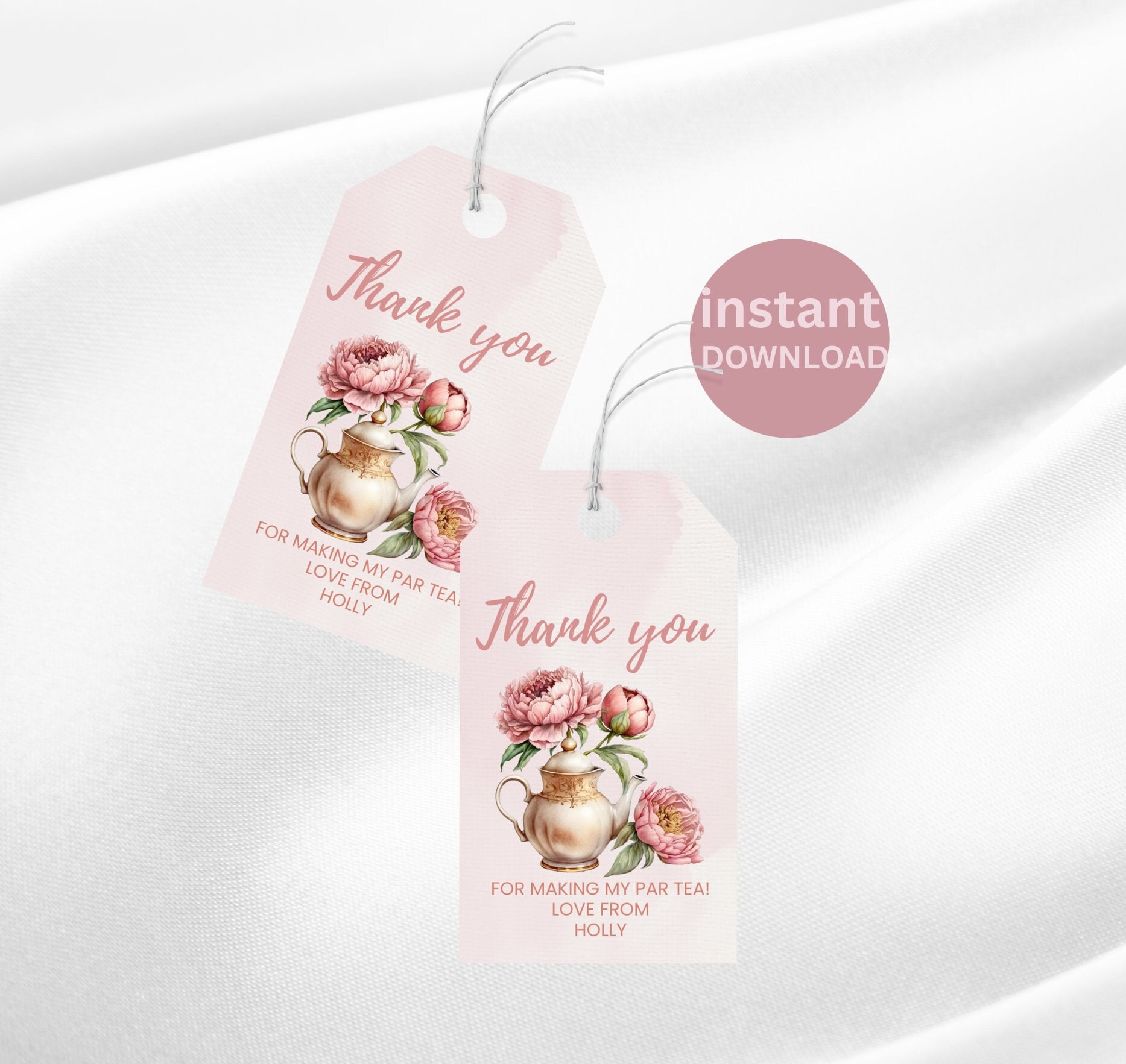 Custom Tea Party Favor Tag, Tea Party Bridal Shower Tag, High Tea Thank ...