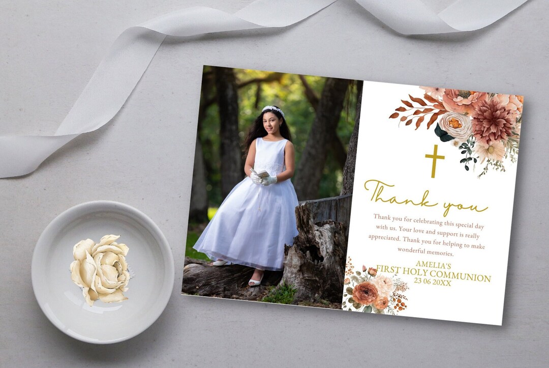 Communion Picture Thank You Editable Template, 1st Holy Communion Thank ...