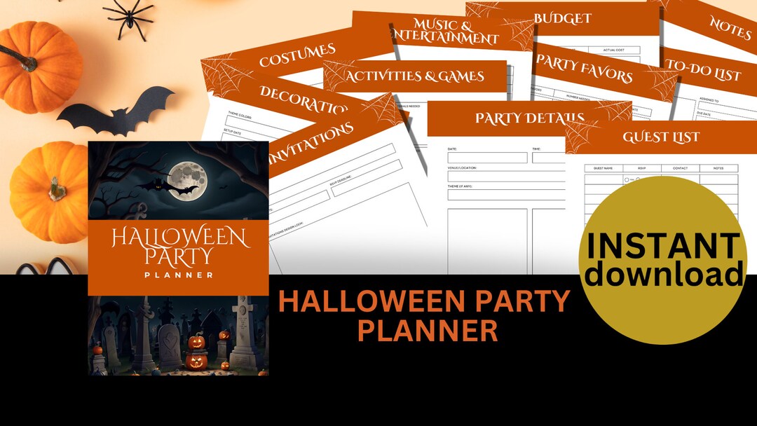 Halloween Party Planner Printable: Costume, Meal, Invitations (PDF ...