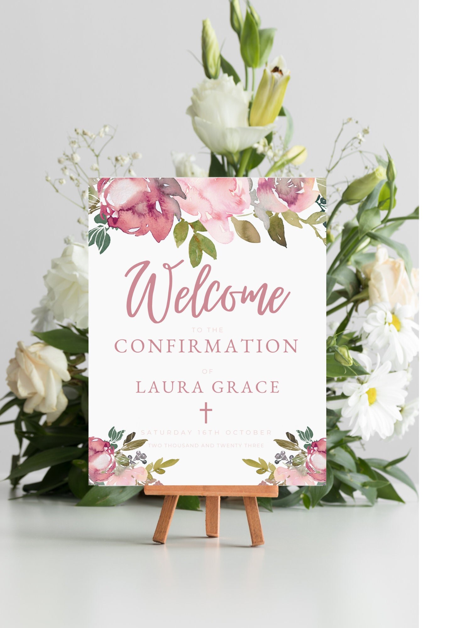 Printable Welcome Confirmation Sign, Editable Blush Pink Floral ...