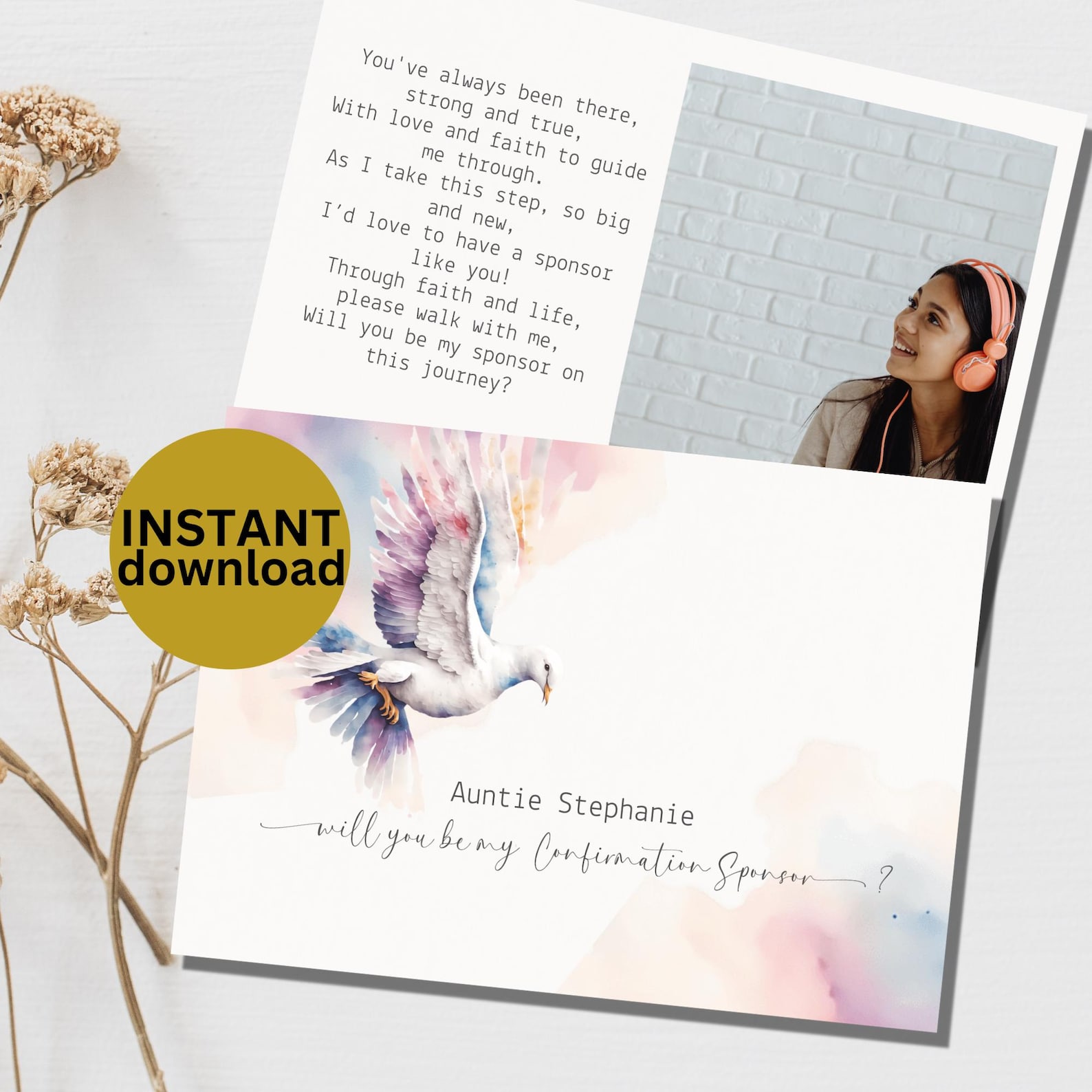 Will You Be My Confirmation Sponsor Proposal Card Catholic Invitation ...