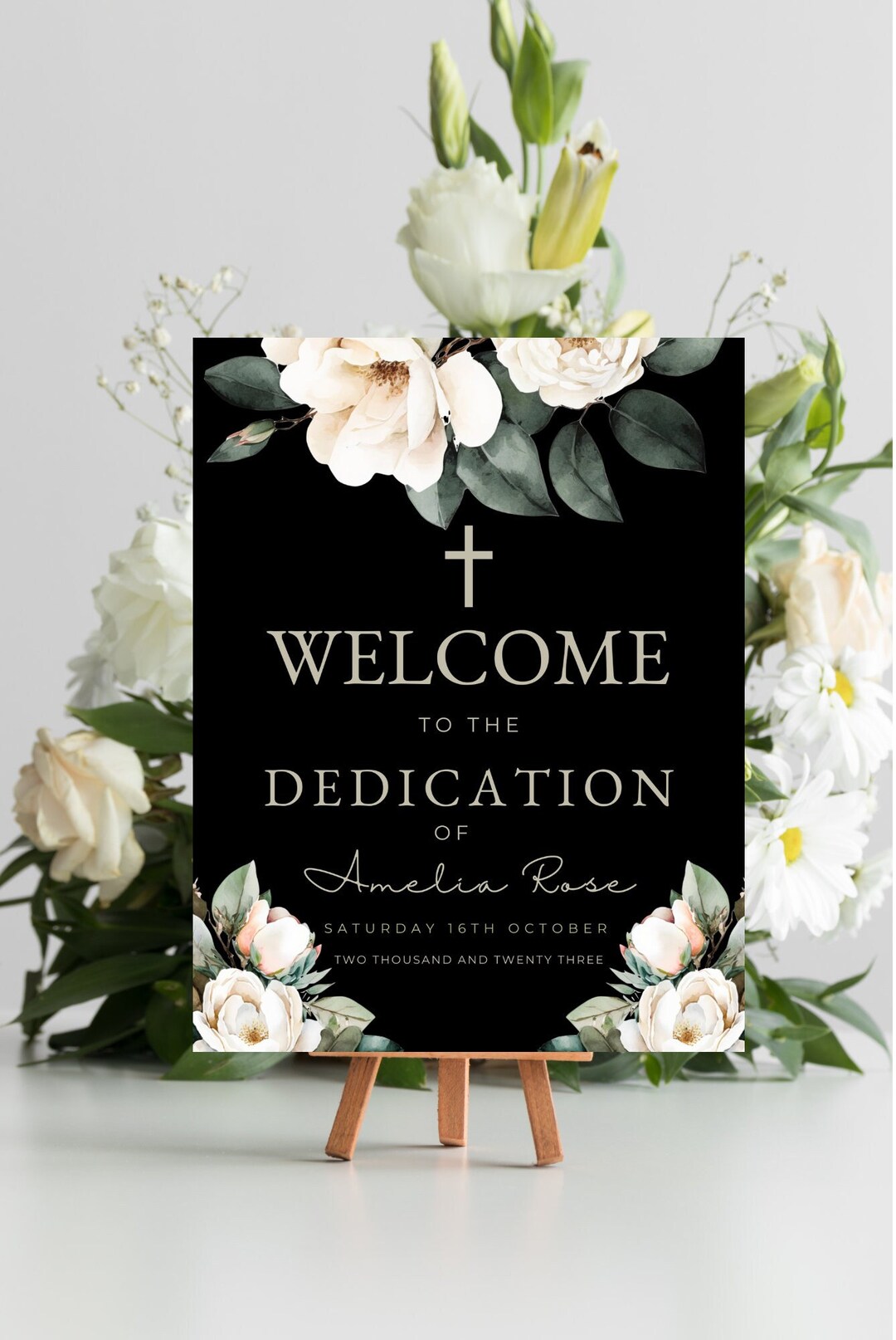 Dedication Welcome Sign Template, Floral Dedication Welcome Sign ...