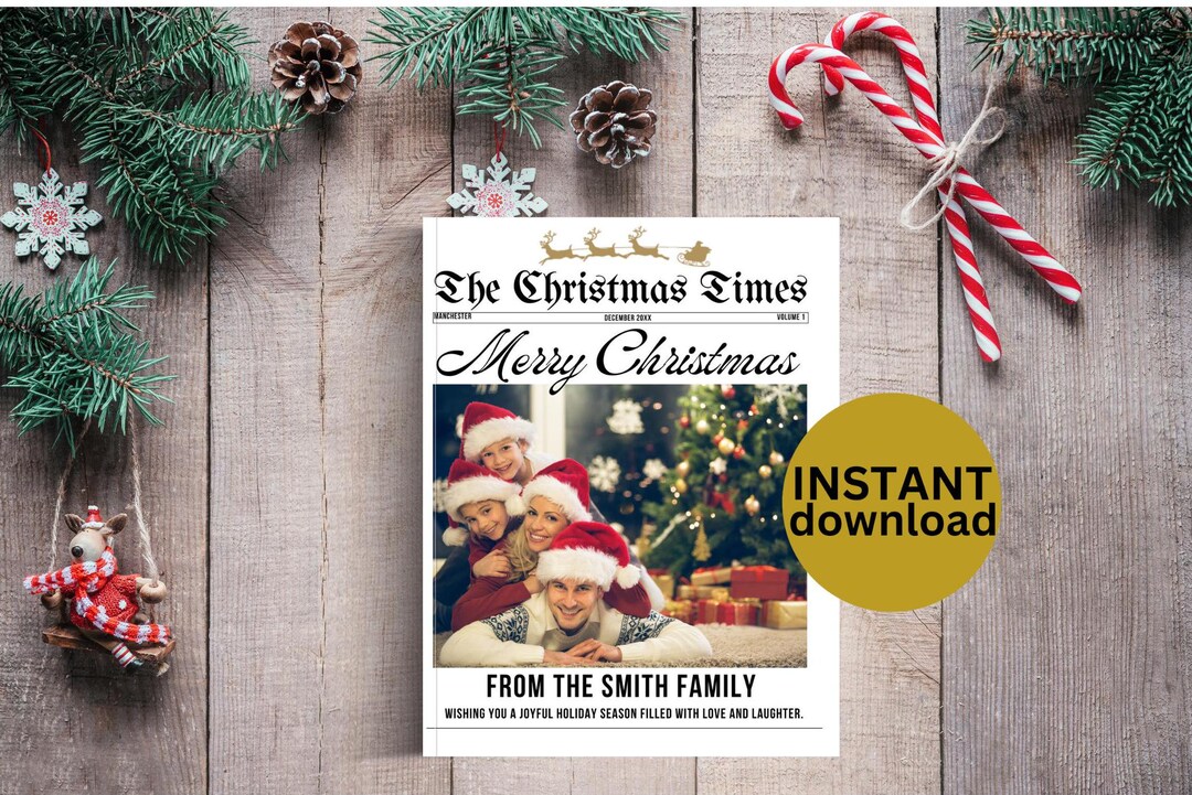 Editable Christmas Newspaper What a Year Personalized Family Holiday ...