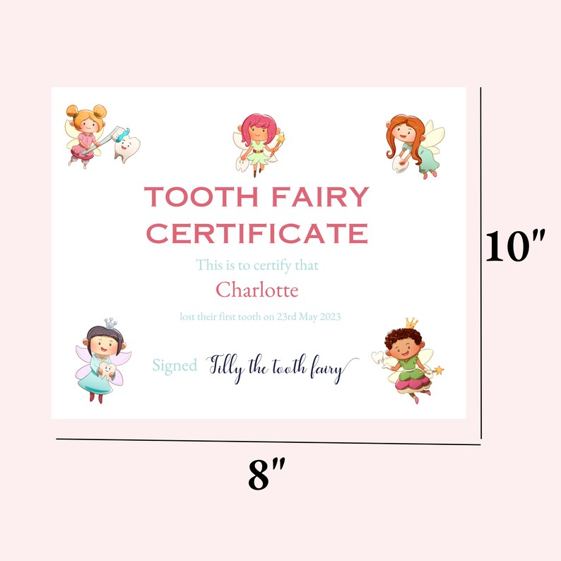 Tooth Fairy Certificate, Lost Tooth Certificate, First Tooth Lost ...