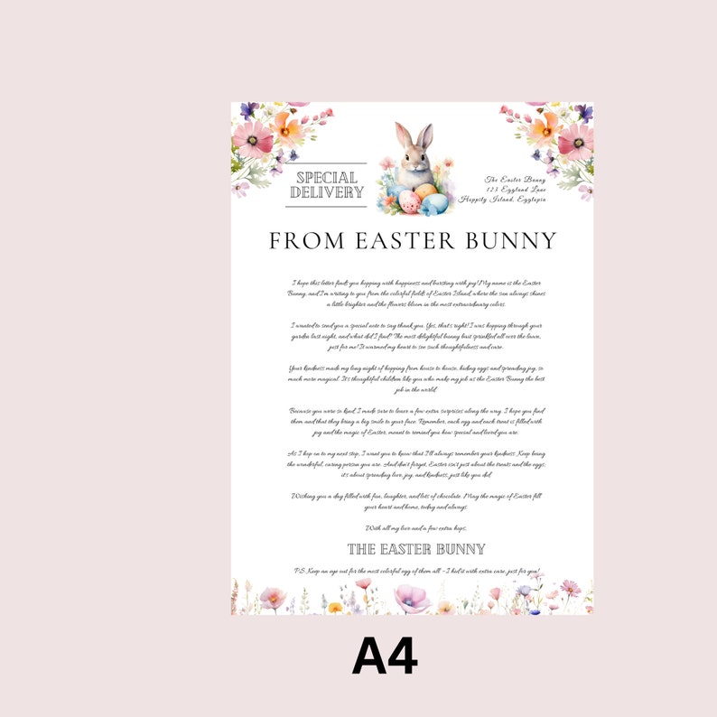 Editable Easter Bunny Letter to Kid Printable Official Letter From Desk ...