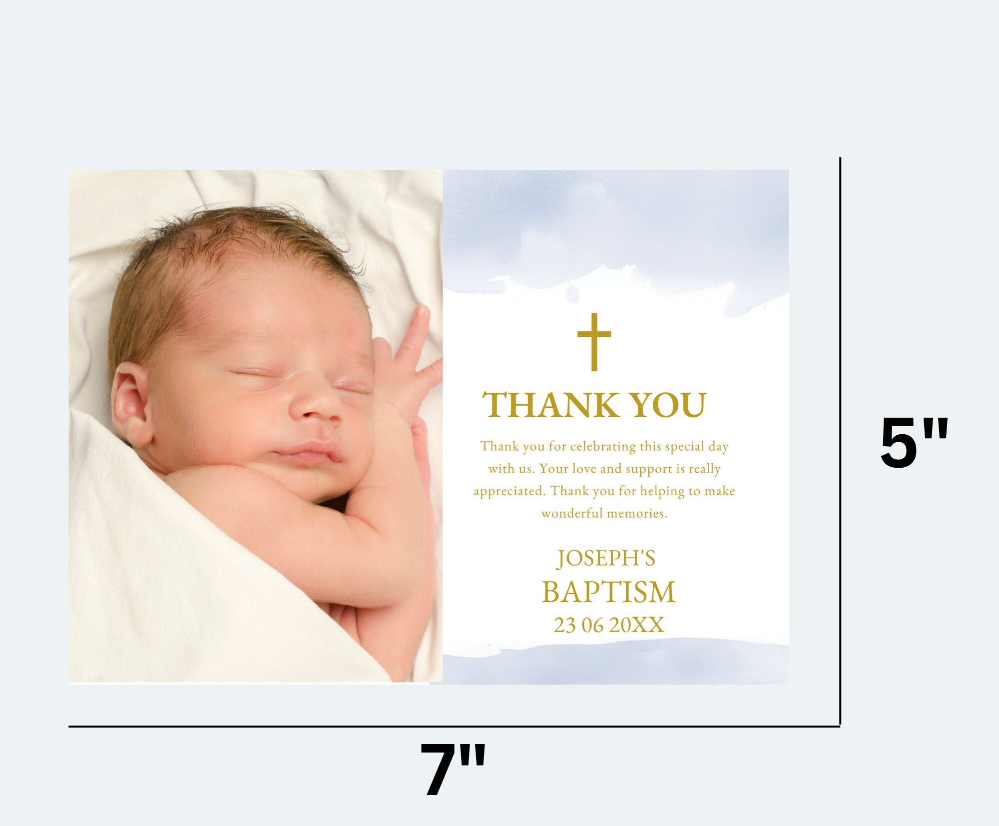 Minimalist Printable Thank You Card LDS Baptism Thank You Card Template ...
