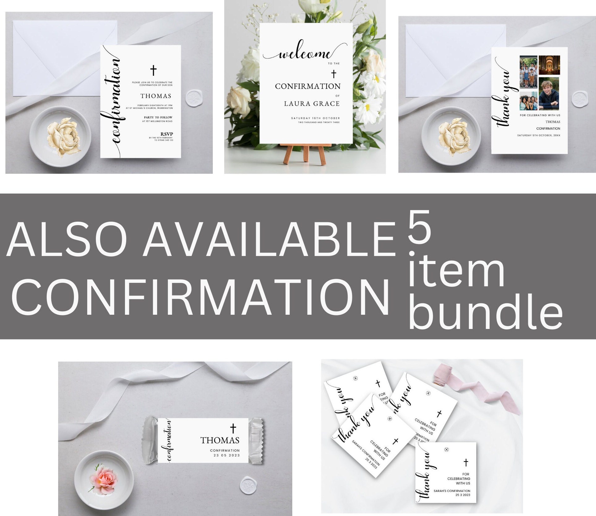 Minimalist Confirmation Invitation Template, Modern Confirmation Party ...