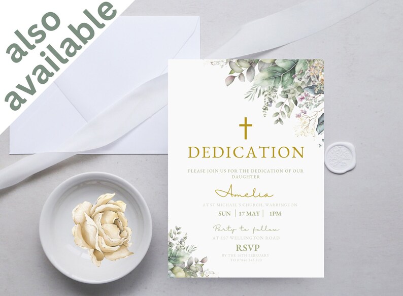 Girls Dedication Invitation, Printable Dedication Party Template ...