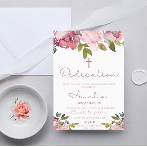Girls Dedication Printable Invitation, Boho Dedication Invitation ...