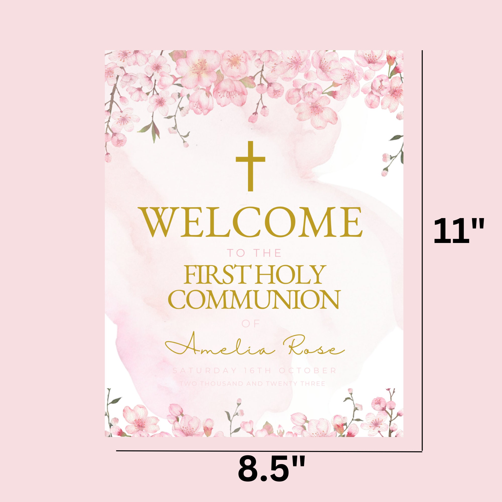 Girls First Holy Communion Welcome Sign, Printable 1st Communion Poster ...