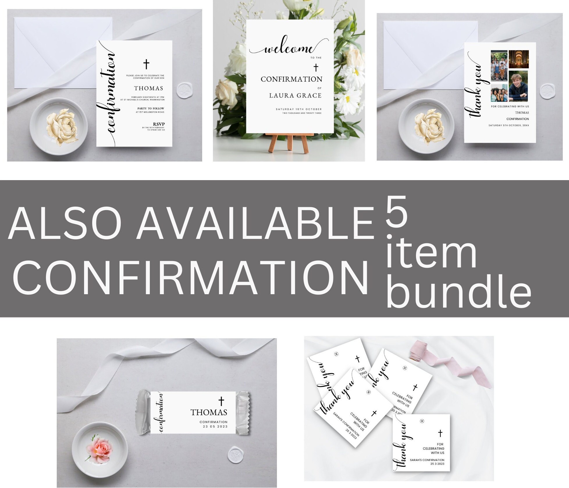 Red Confirmation Invitation Template, Modern Confirmation Invitation Template Editable, Custom ...