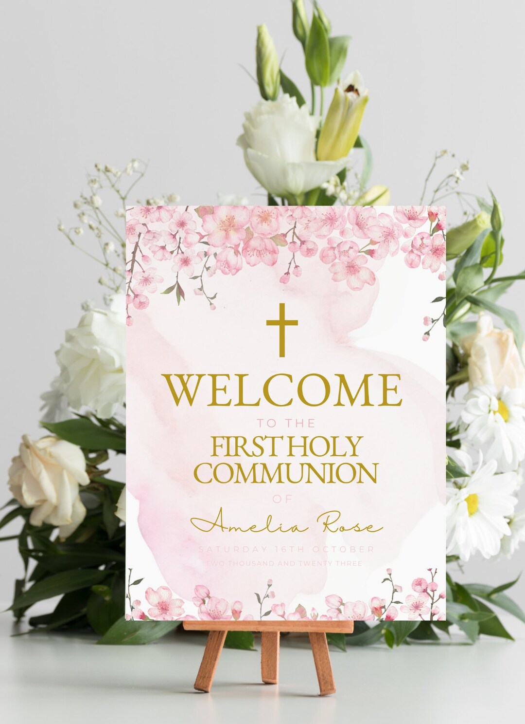Girls First Holy Communion Welcome Sign, Printable 1st Communion Poster ...