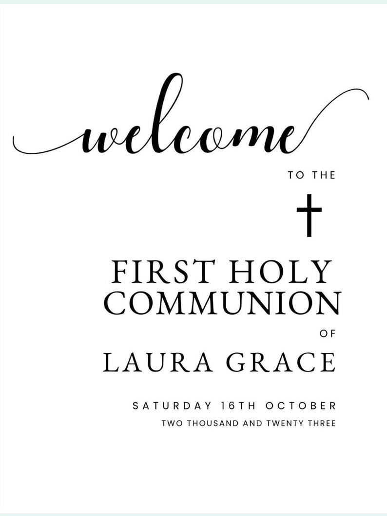 Minimalist First Holy Communion Welcome Sign, Modern 1st Communion Sign ...