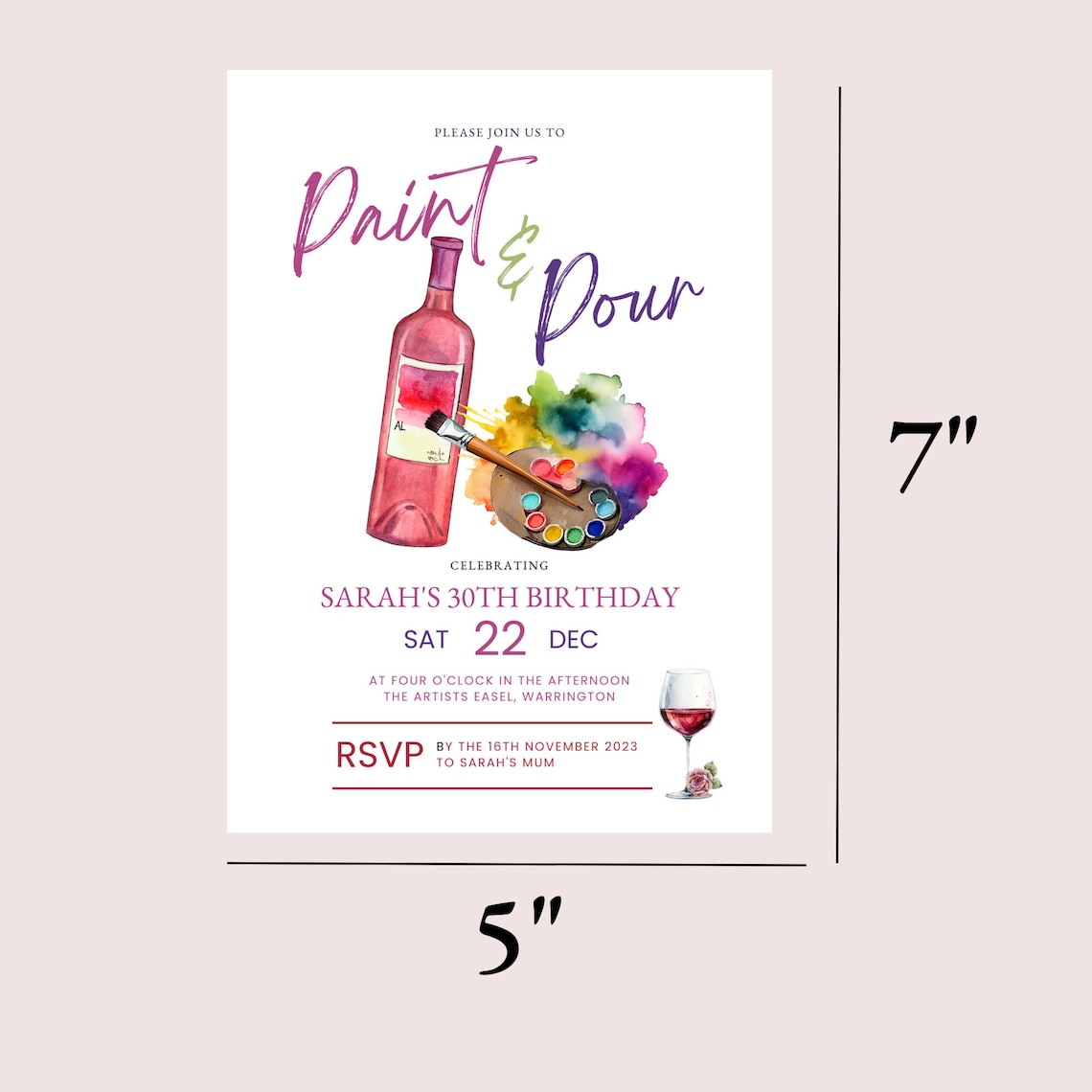 Editable Paint and Pour Party, Paint and Sip Invitation, Paint Night ...