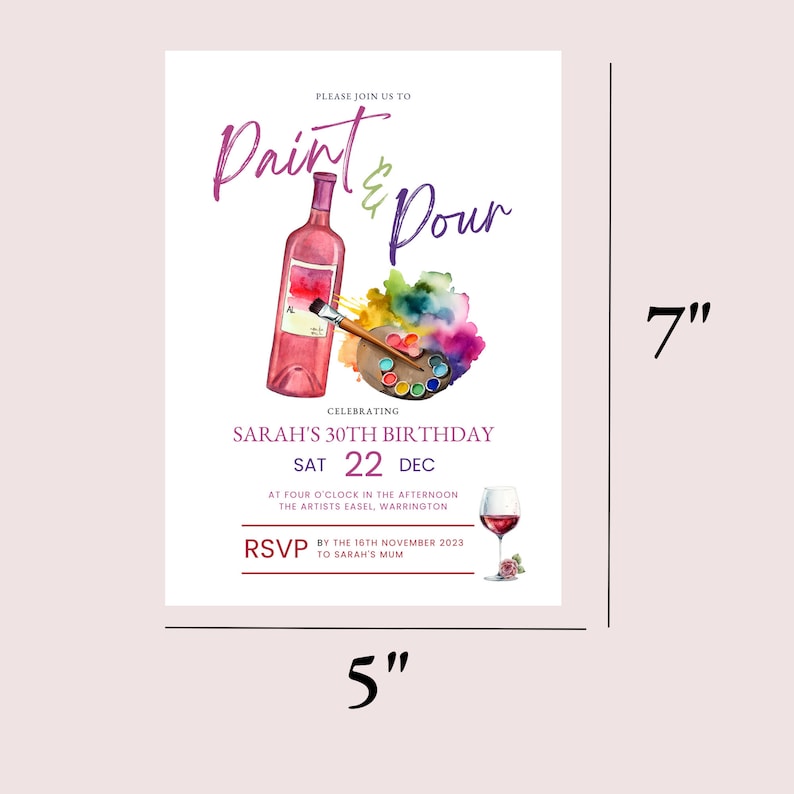 Editable Paint and Pour Party, Paint and Sip Invitation, Paint Night ...