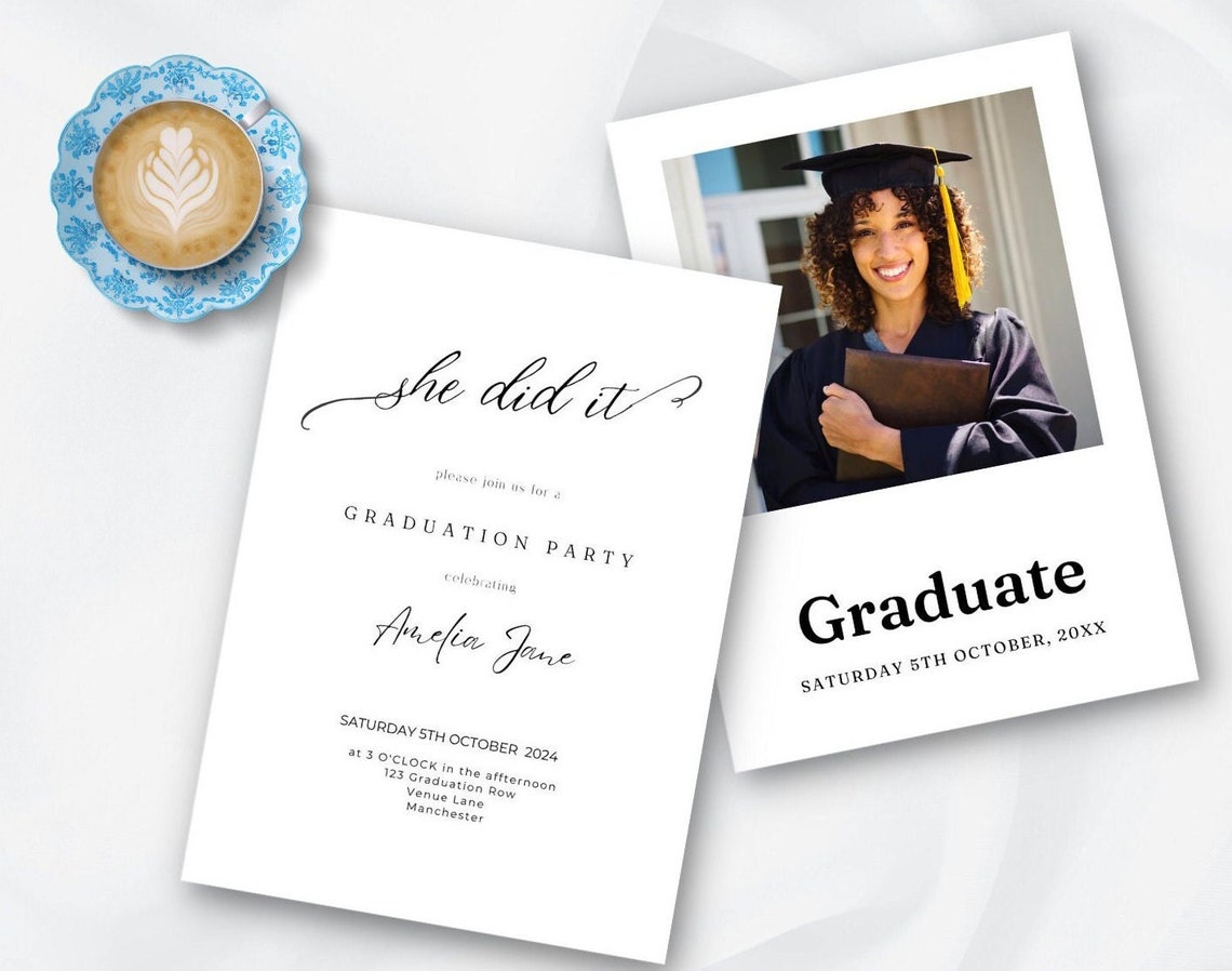Graduation Invitation for Siblings Two Photos Joint Graduation Two ...