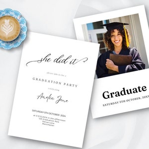 Sibling Graduation Invite, Photo Graduation Invitation, Custom Joint ...