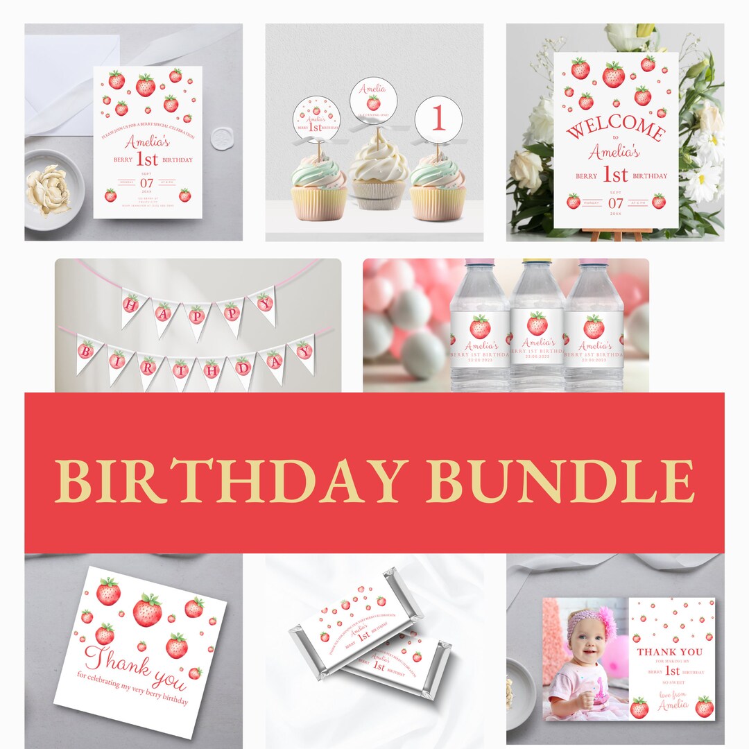 Strawberry Party Bundle. Berry First Birthday Bundle, Berry Birthday ...