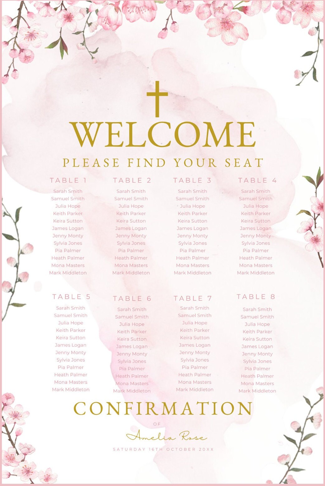 Cherry Blossom Seating Chart Confirmation Welcome Sign - Etsy