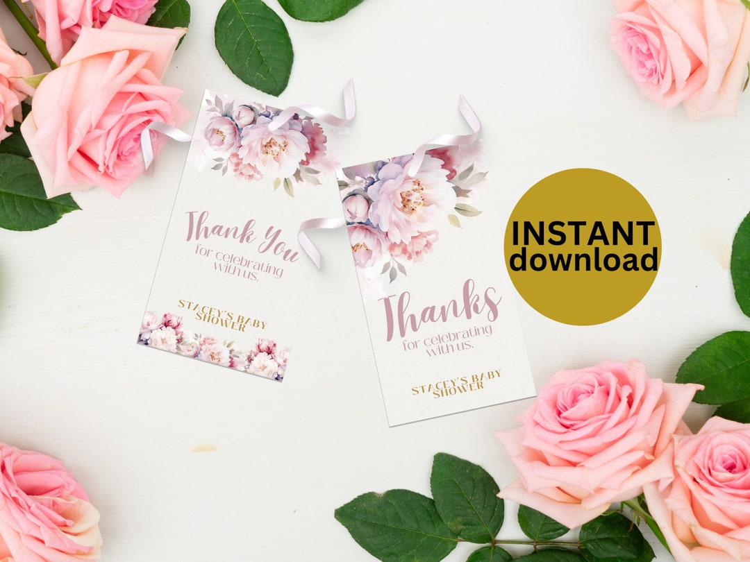 Printable Gift Tag Editable Blush Pink Floral Favor Tags Bridal Shower ...