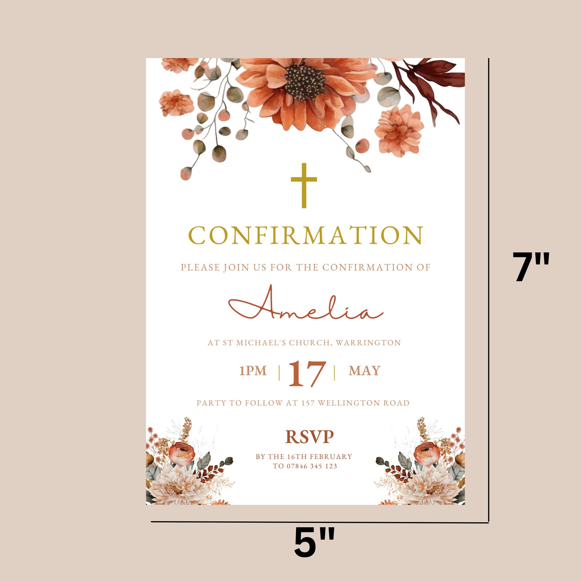 Fall Confirmation Invitation Template, Confirmation Printable ...