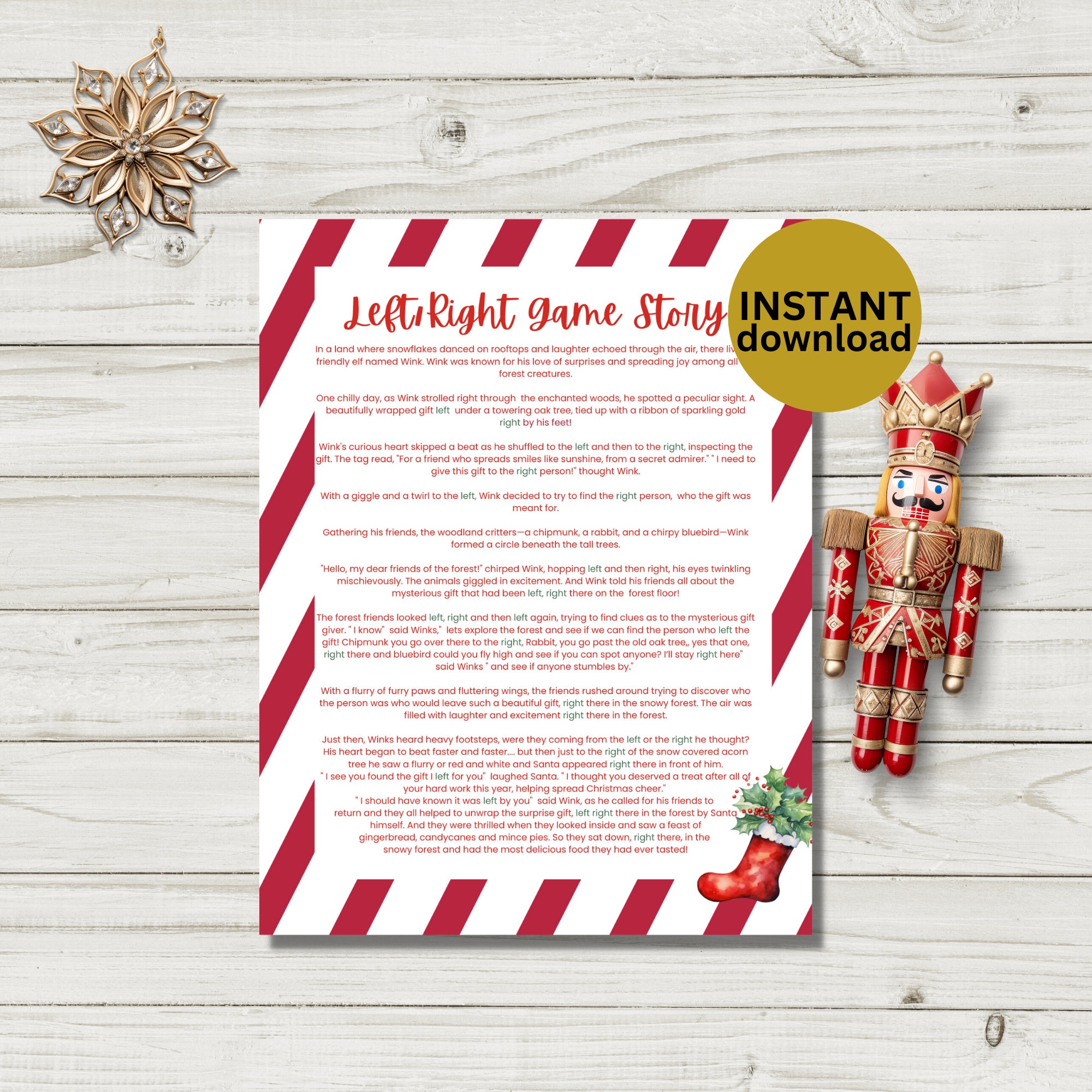 Christmas Pass the Gift Game, Gift Exchange Game, Left Right Christmas ...