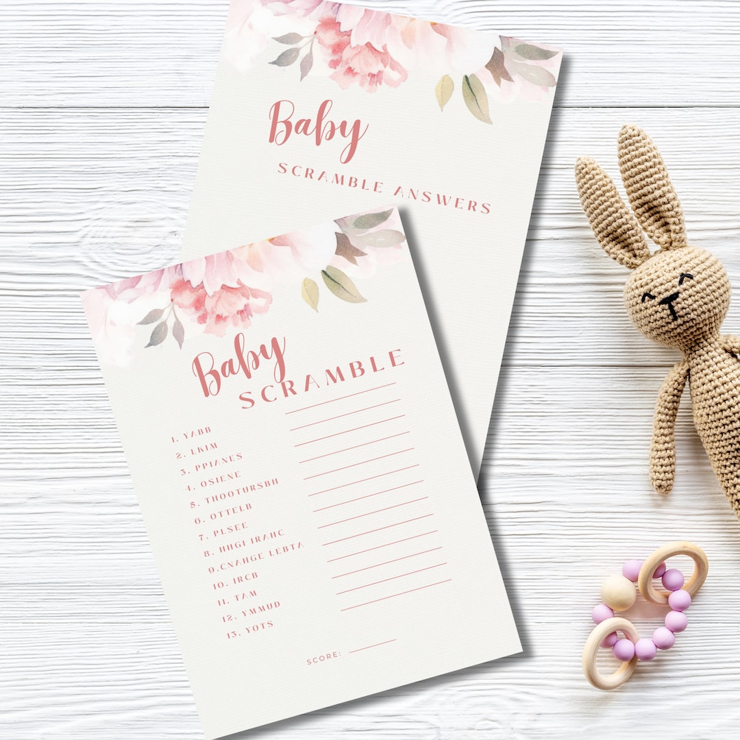 Word Scramble Baby Shower Party Game Printable Baby Shower Baby Babble ...