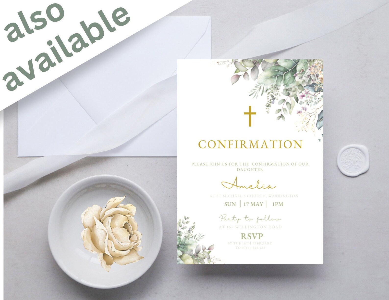 Confirmation Cupcake Toppers, Greenery Cake Toppers, Printable Green ...