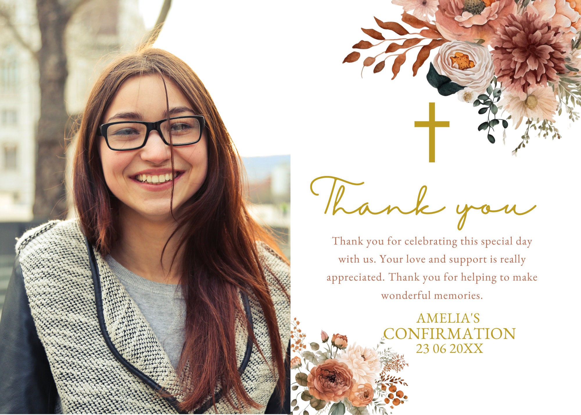 Girl Confirmation Thank You Card, Fall Confirmation Photo Thank You ...