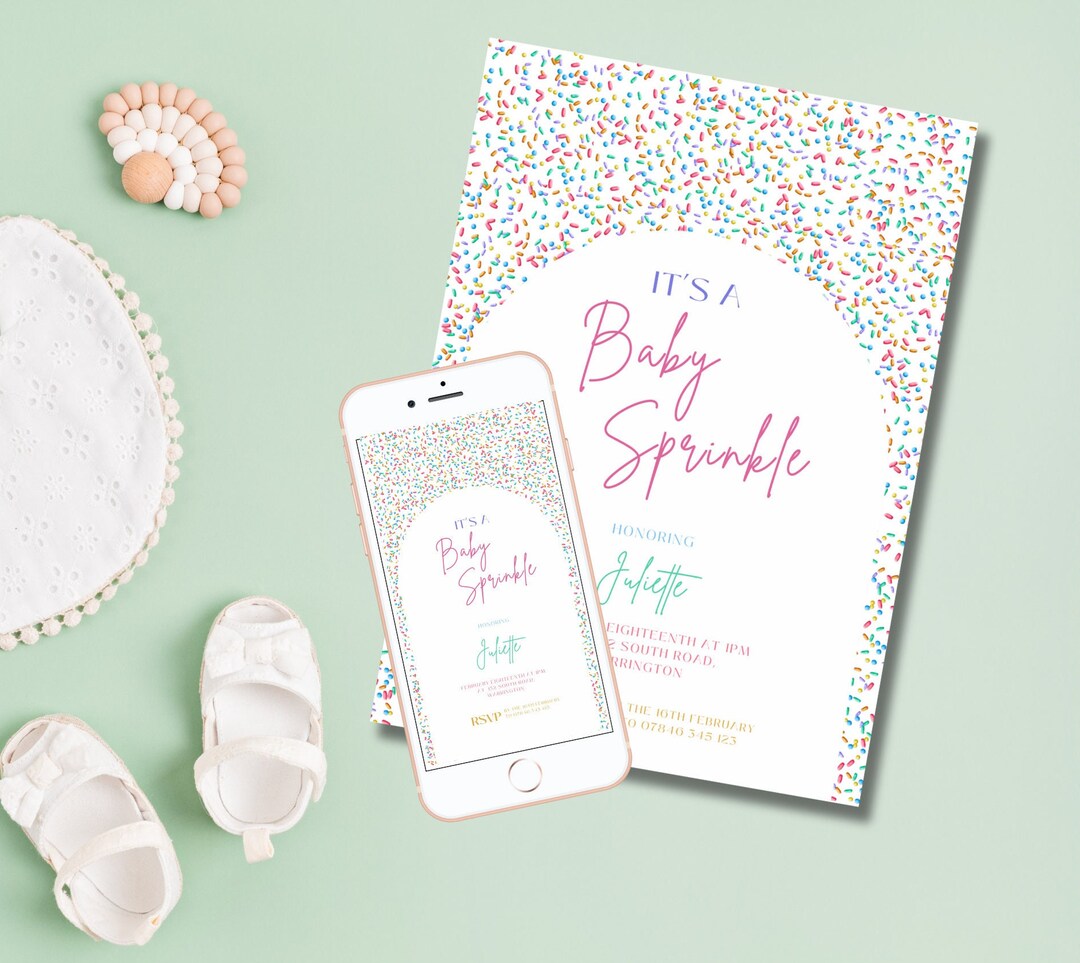Editable Baby Sprinkle Shower Invitation Baby Shower Coed Shower Gender ...