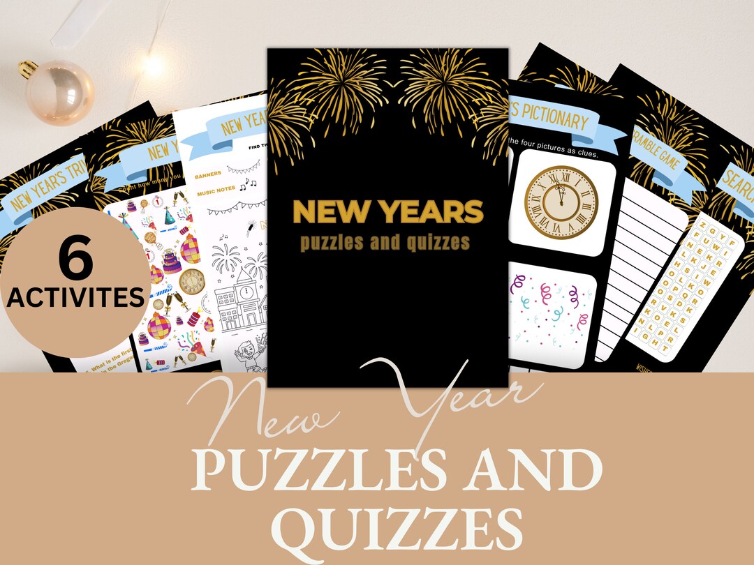 Kids New Years Eve Puzzles Digital Download, New Years Eve Trivia Quiz ...
