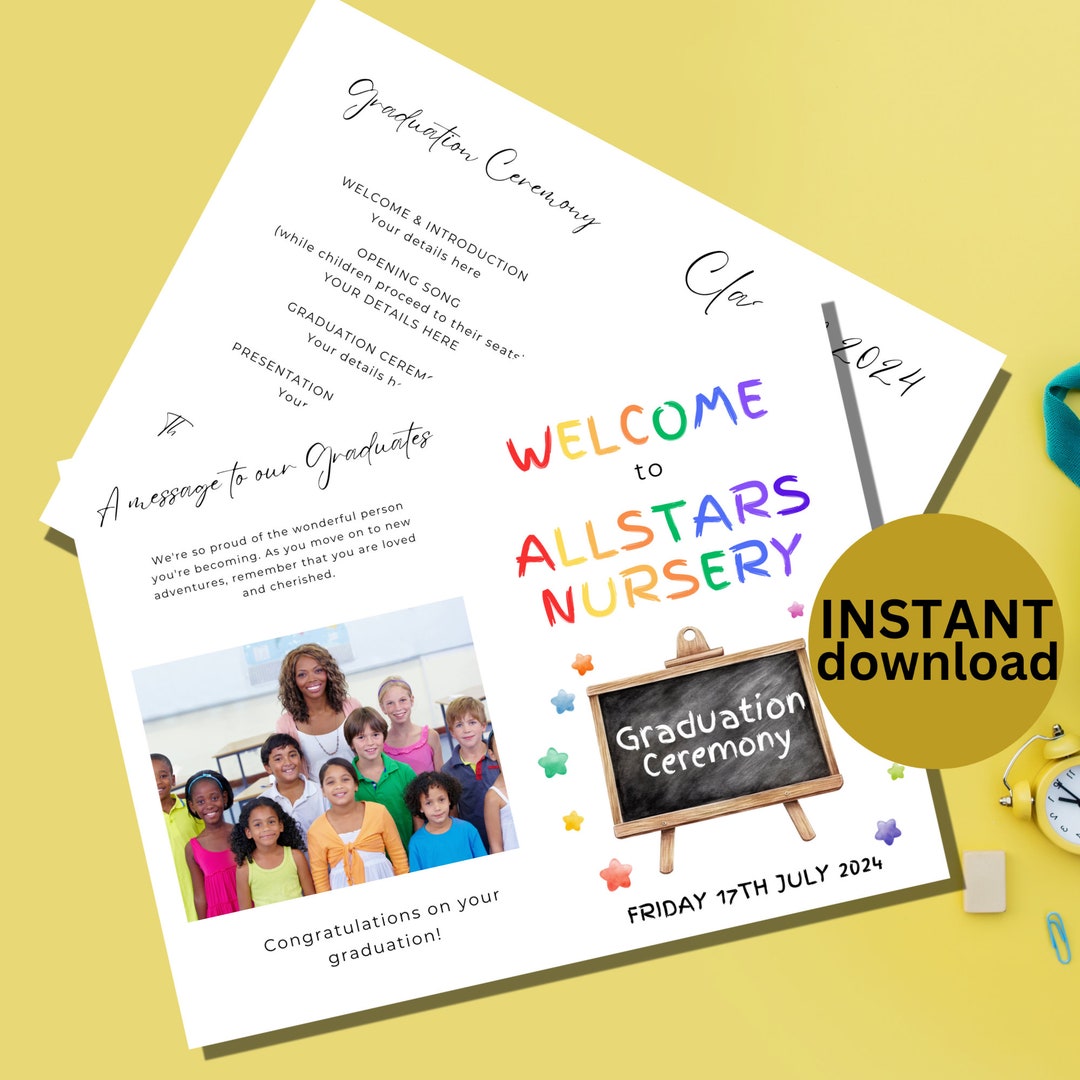 Preschool Graduation Booklet Graduation Program Editable Template for ...