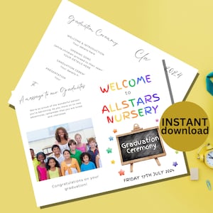 Preschool Graduation Booklet Graduation Program Editable Template for ...