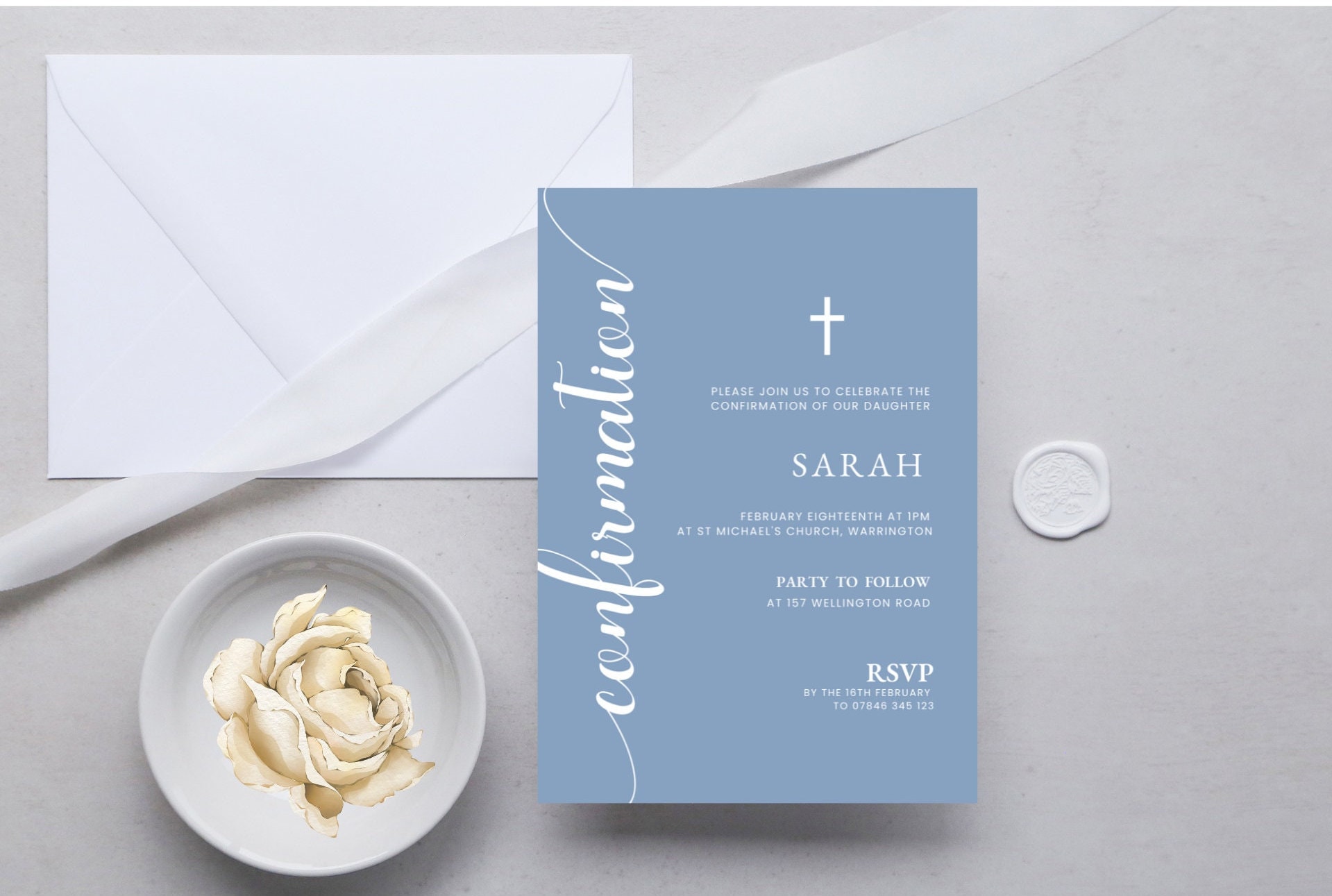 Red Confirmation Invitation Template, Modern Confirmation Invitation ...