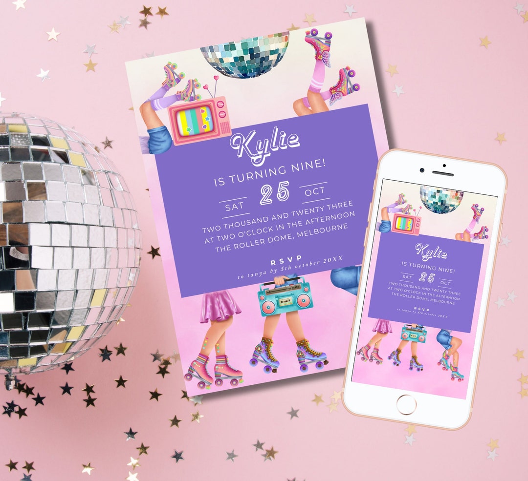 Mobile Skate Birthday Party Invitation Any Age Digital Skating Party ...