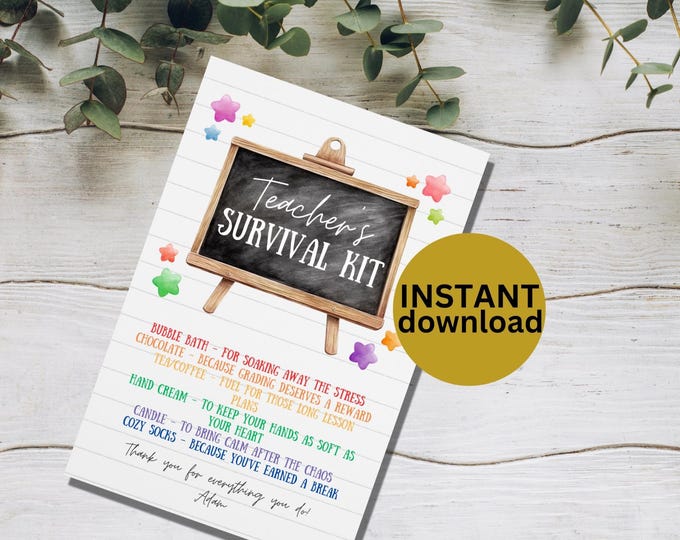 Editable Back to School Survival Kit Gift Tag: Rainbow Design (digital ...