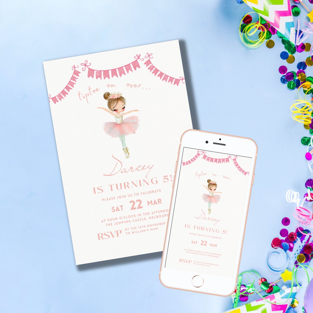 Ballerina Invitation Ballet Birthday Invitation Dance Party Pink Ballet ...